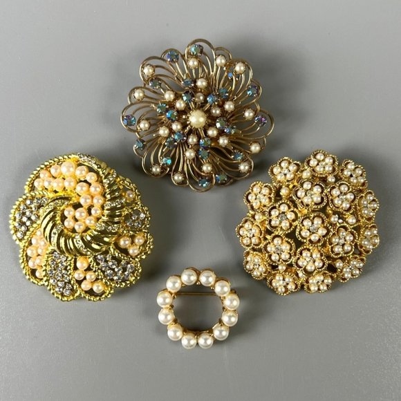 Unbranded | Jewelry | Vintage To Modern Gold Tone Faux Pearl Round ...